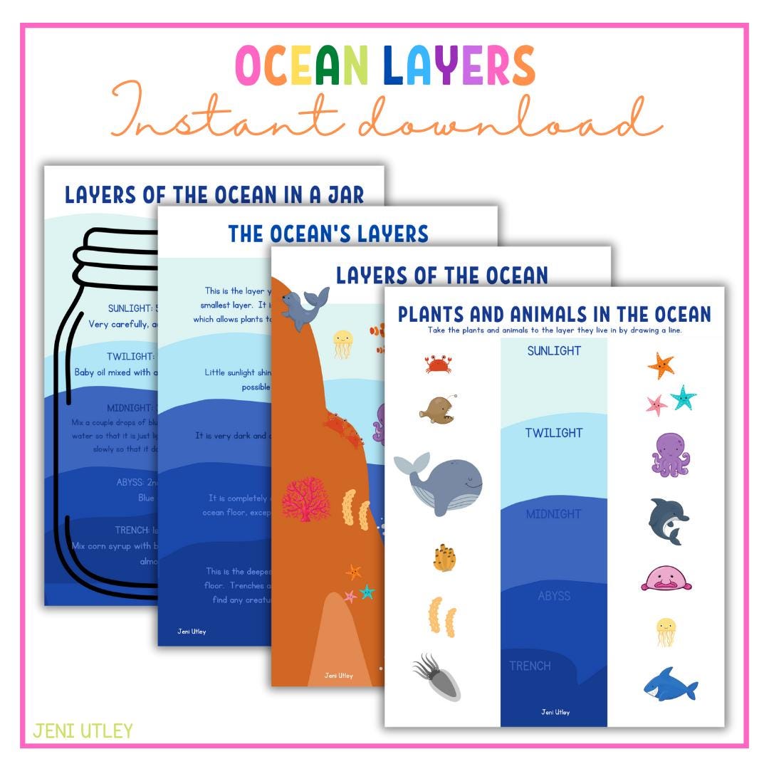 Ocean Layers | Preschool Ocean Activity - Etsy