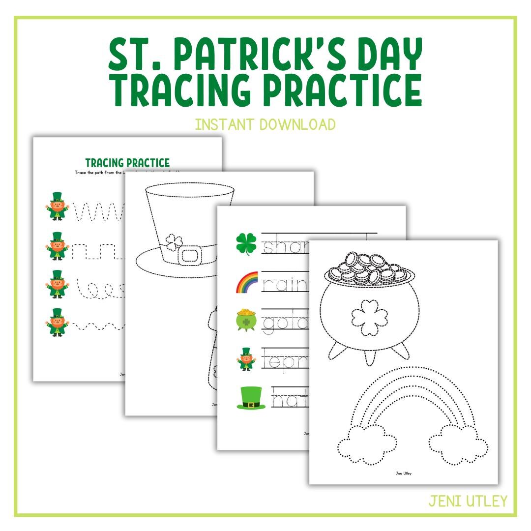St. Patrick’s Day Tracing Printables | Preschool Tracing Worksheets ...