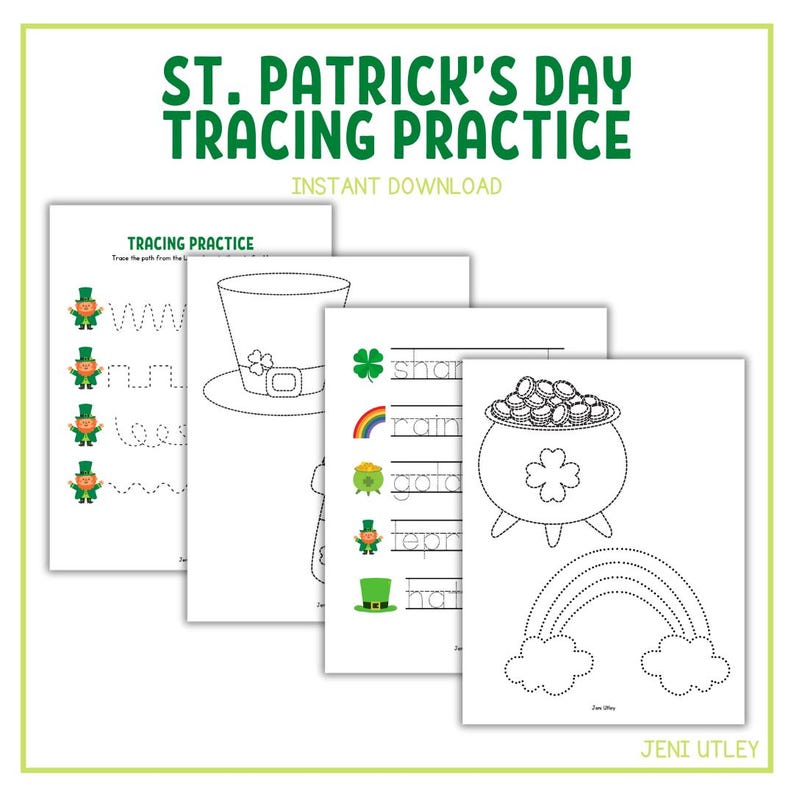 St. Patrick’s Day Tracing Printables | Preschool Tracing Worksheets ...