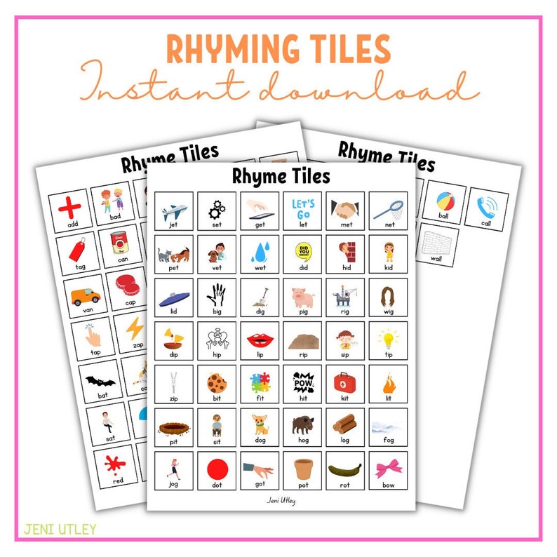 Rhyming Tiles for Hands-on Preschool Activities - Etsy