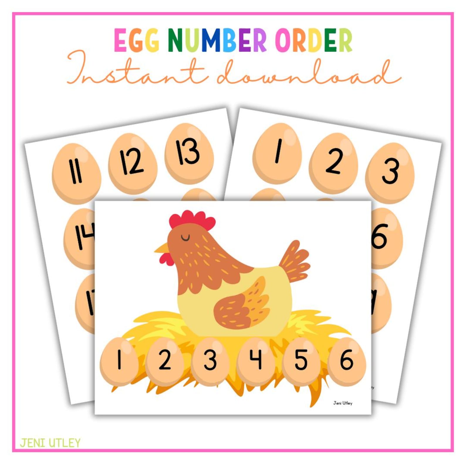Egg Number Order | Farm Animals | Hands-on Activity - Etsy