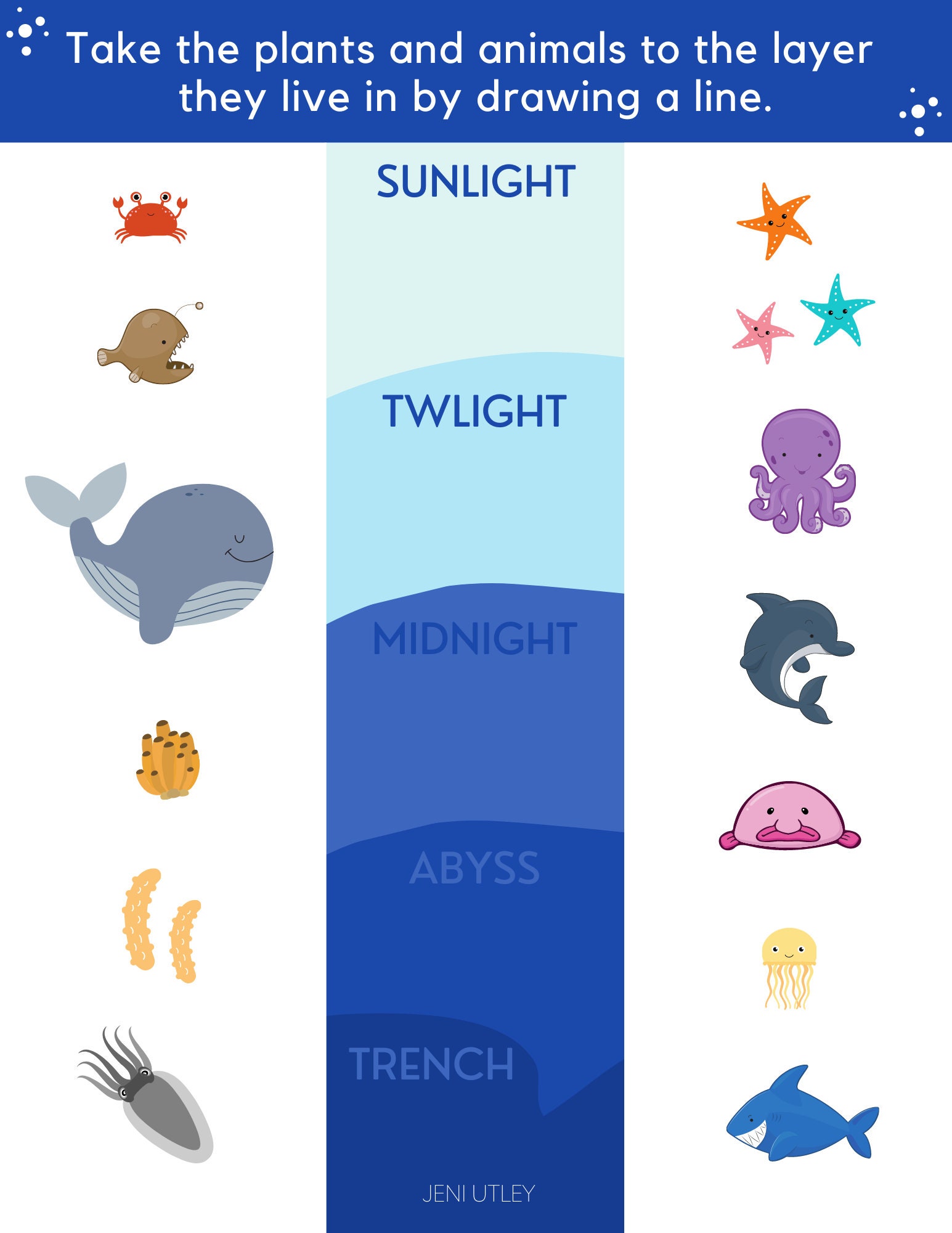 Ocean Learning Activity for Kids Ocean Layers Ocean Zones - Etsy