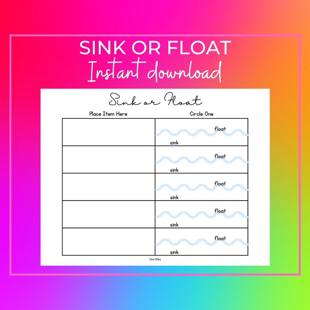 Sink or Float Activity Preschool Fun - Etsy