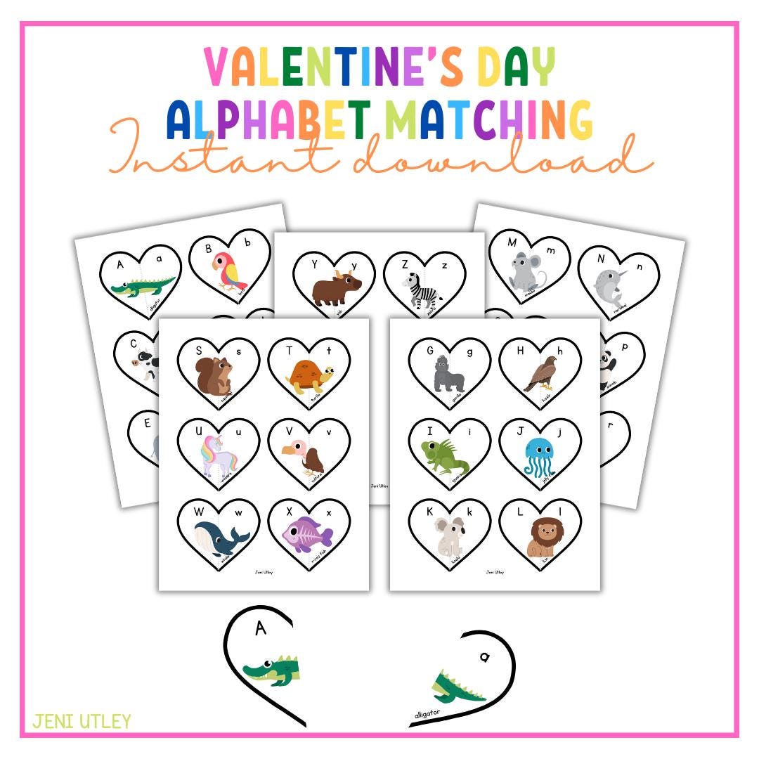 Valentine's Day Alphabet Matching Game | Preschool Learning Activity ...