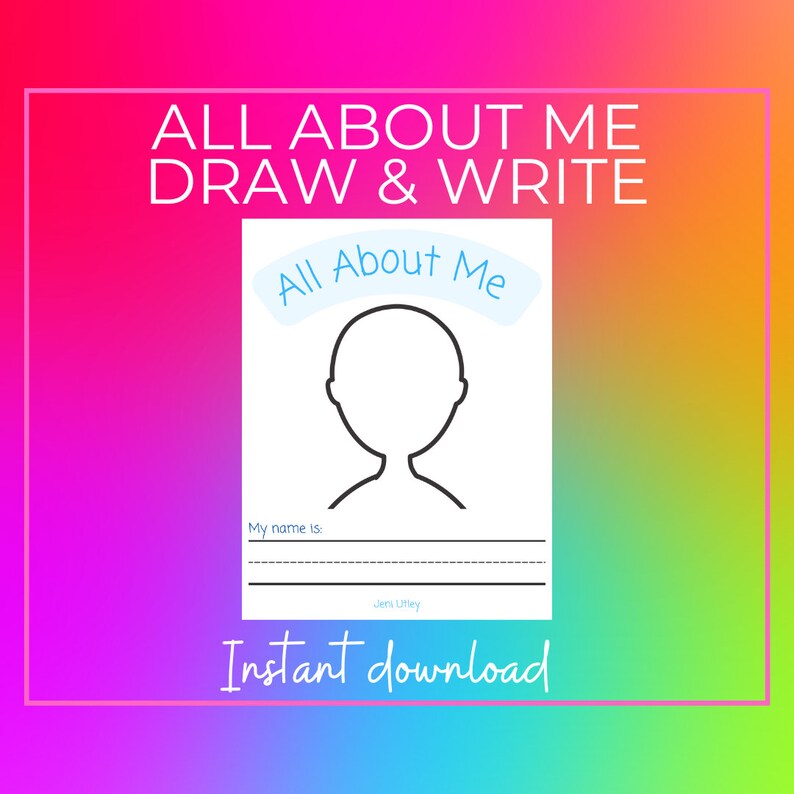 All About Me Unit Study Color and Write Preschool Printables - Etsy