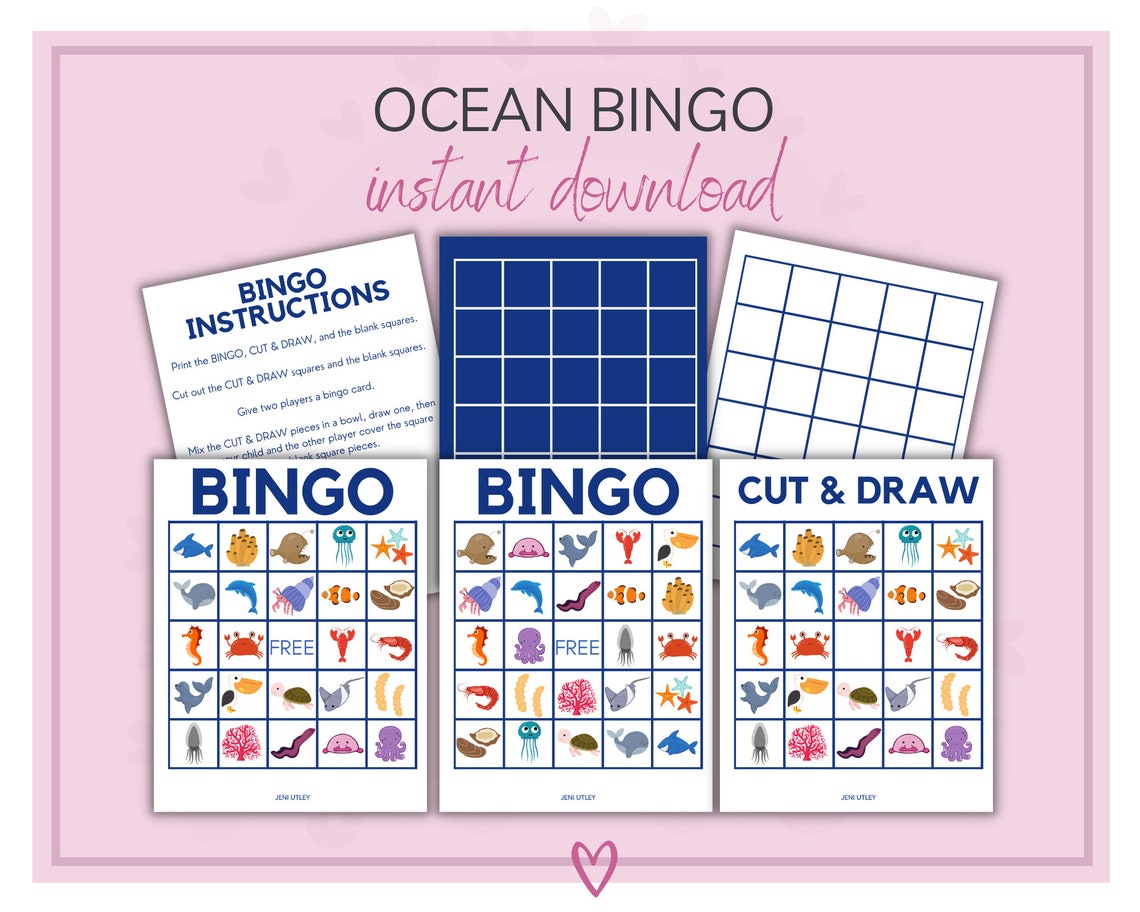 Ocean Learning Activity Ocean Bingo Learning Game Make | Etsy