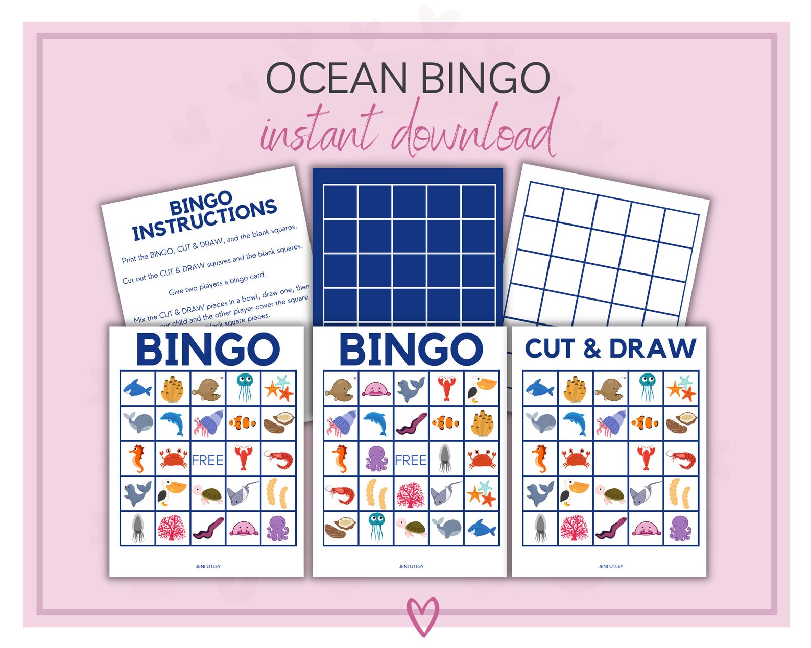 Ocean Learning Activity Ocean Bingo Learning Game Make | Etsy