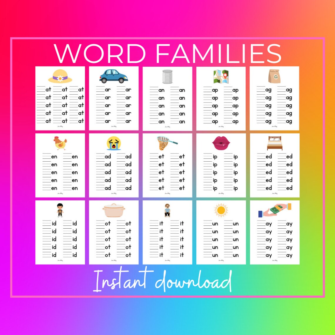 Word Family Rhyming Writing Practice Printable - Etsy