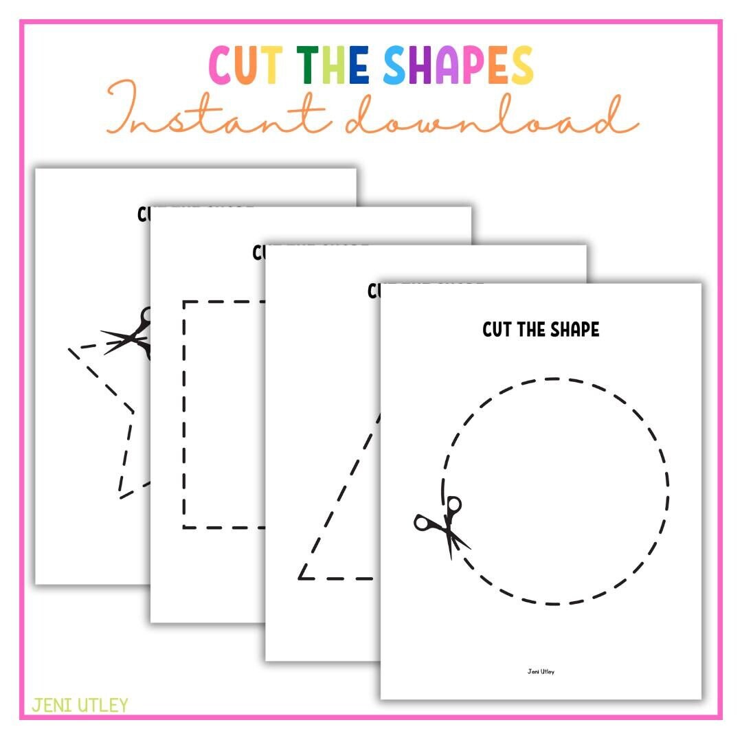 Cut the Shapes | Preschool Worksheet - Etsy