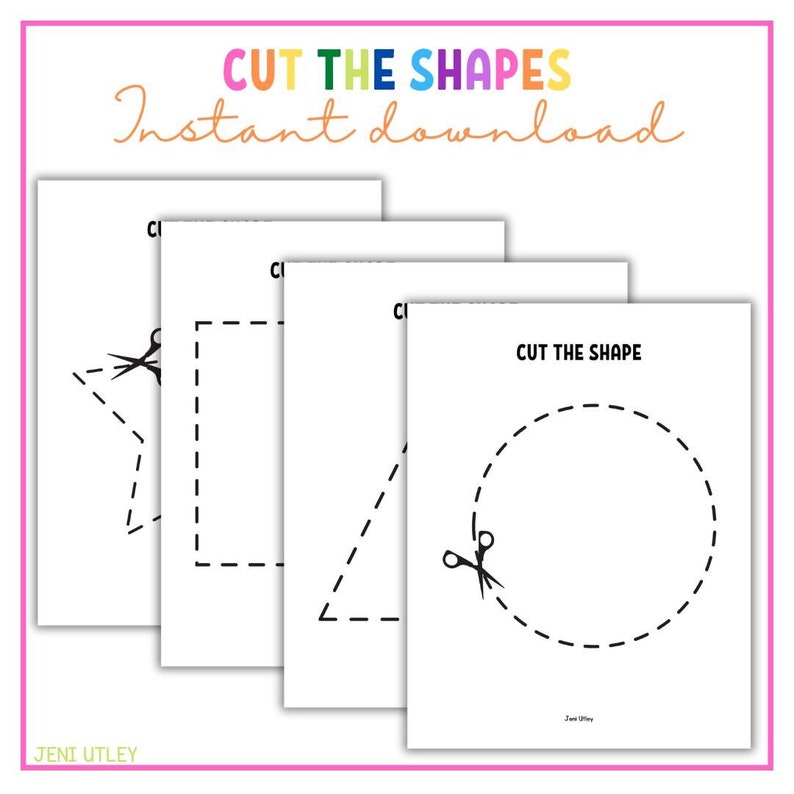 Cut the Shapes | Preschool Worksheet - Etsy