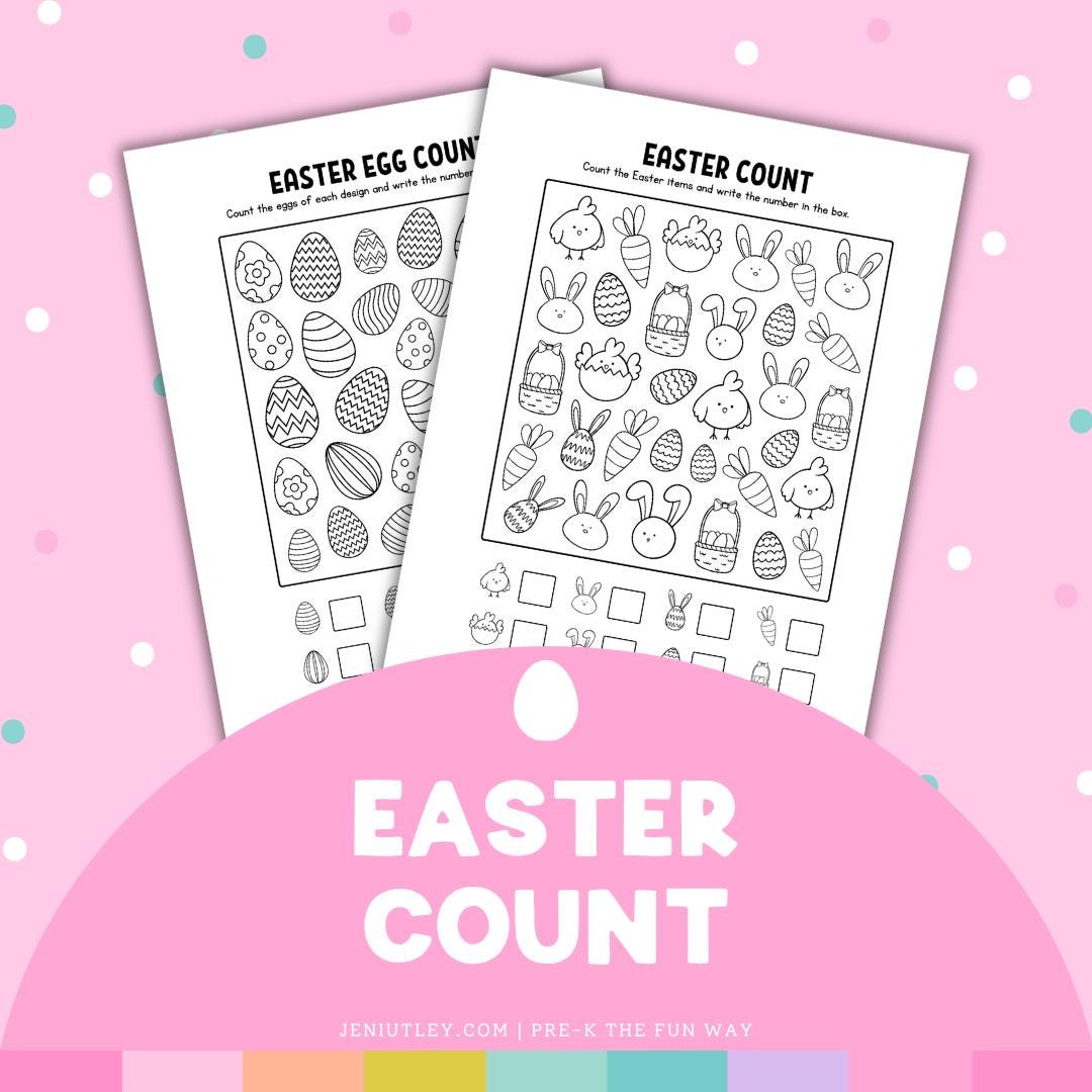Easter Counting Activity Printable | Preschool Easter Math Worksheet - Etsy