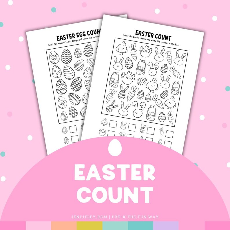 Easter Counting Activity Printable | Preschool Easter Math Worksheet - Etsy