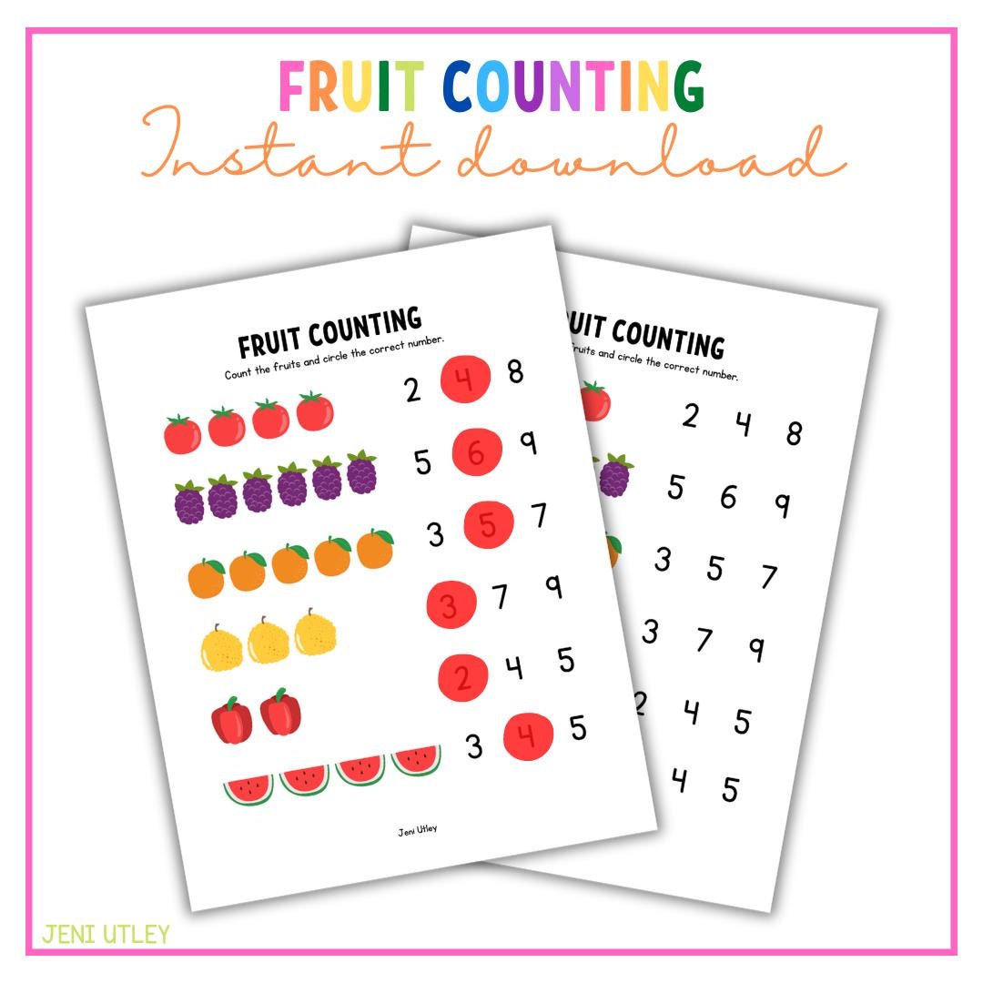 Fruit Counting | Preschool Worksheet - Etsy