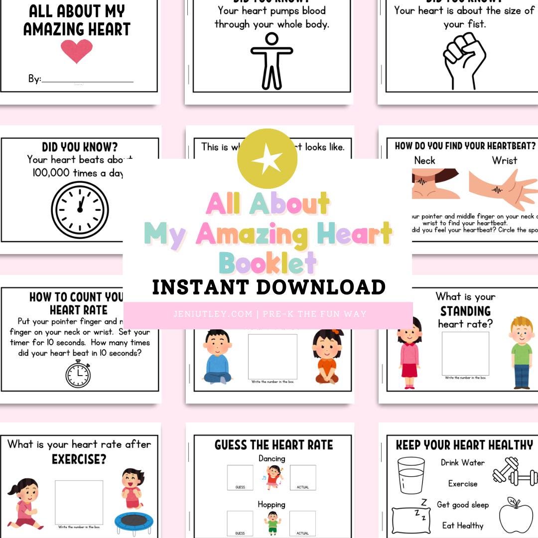 Heart Activity Booklet for Kids | Preschool Science (PDF) - Etsy