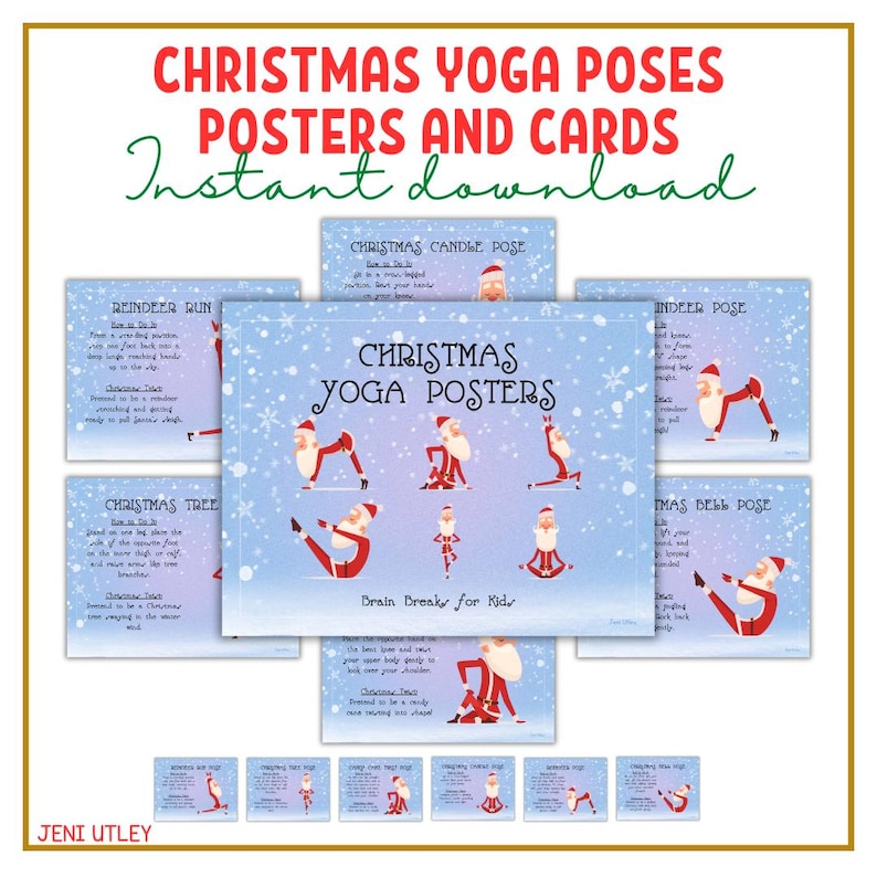 Christmas Yoga Poses Posters and Cards - Etsy