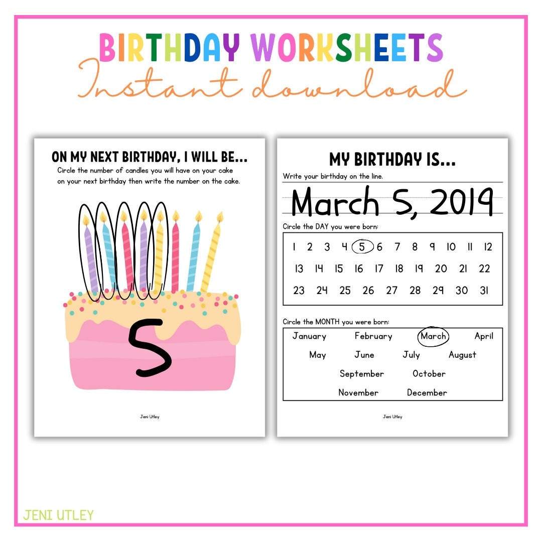 Birthday Worksheets | Preschool Learning (digital Download) - Etsy