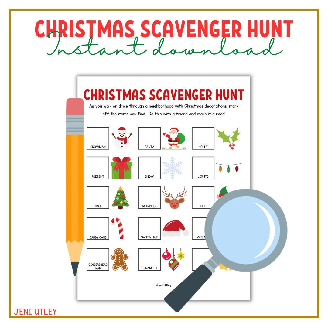 Christmas Scavenger Hunt Game for Kids | Holiday | Printable | Download ...