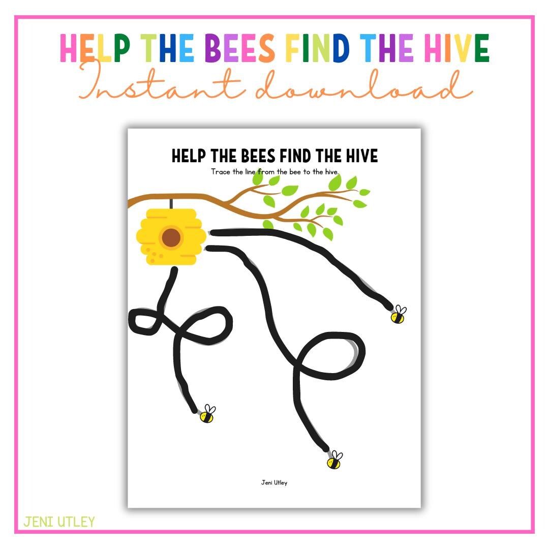 Bee Line Tracing | Honey Bees | Pre Writing | Preschool - Etsy