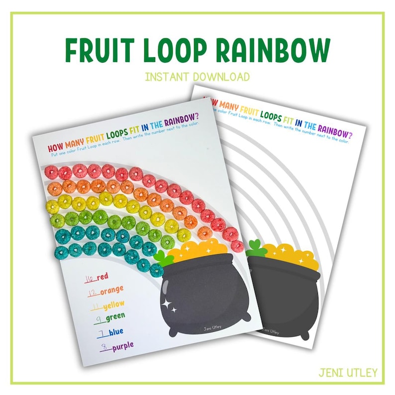 Fruit Loop Rainbow Counting Activity | St. Patrick’s Day Preschool Math ...