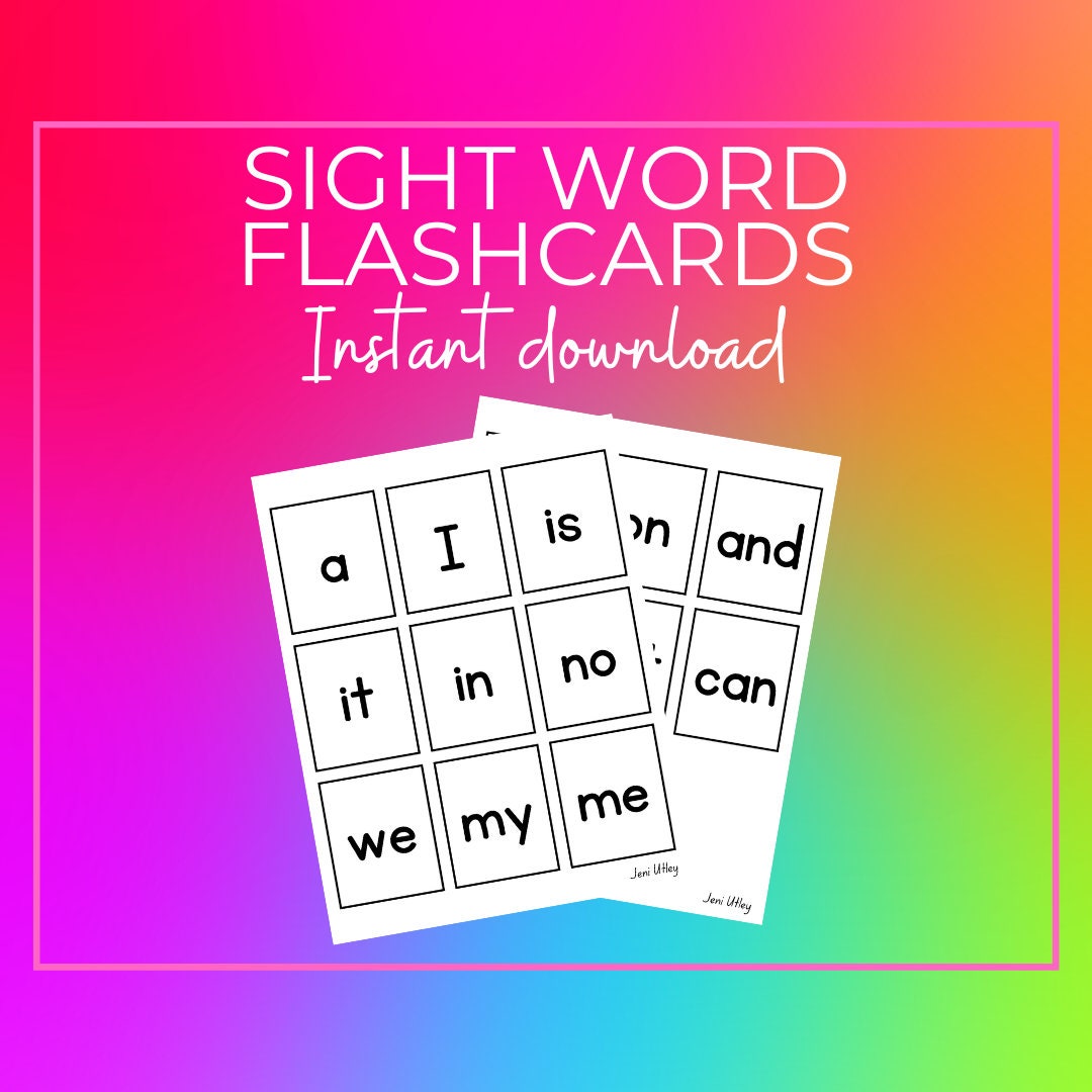 Sight Word Flashcards for Preschool - Etsy