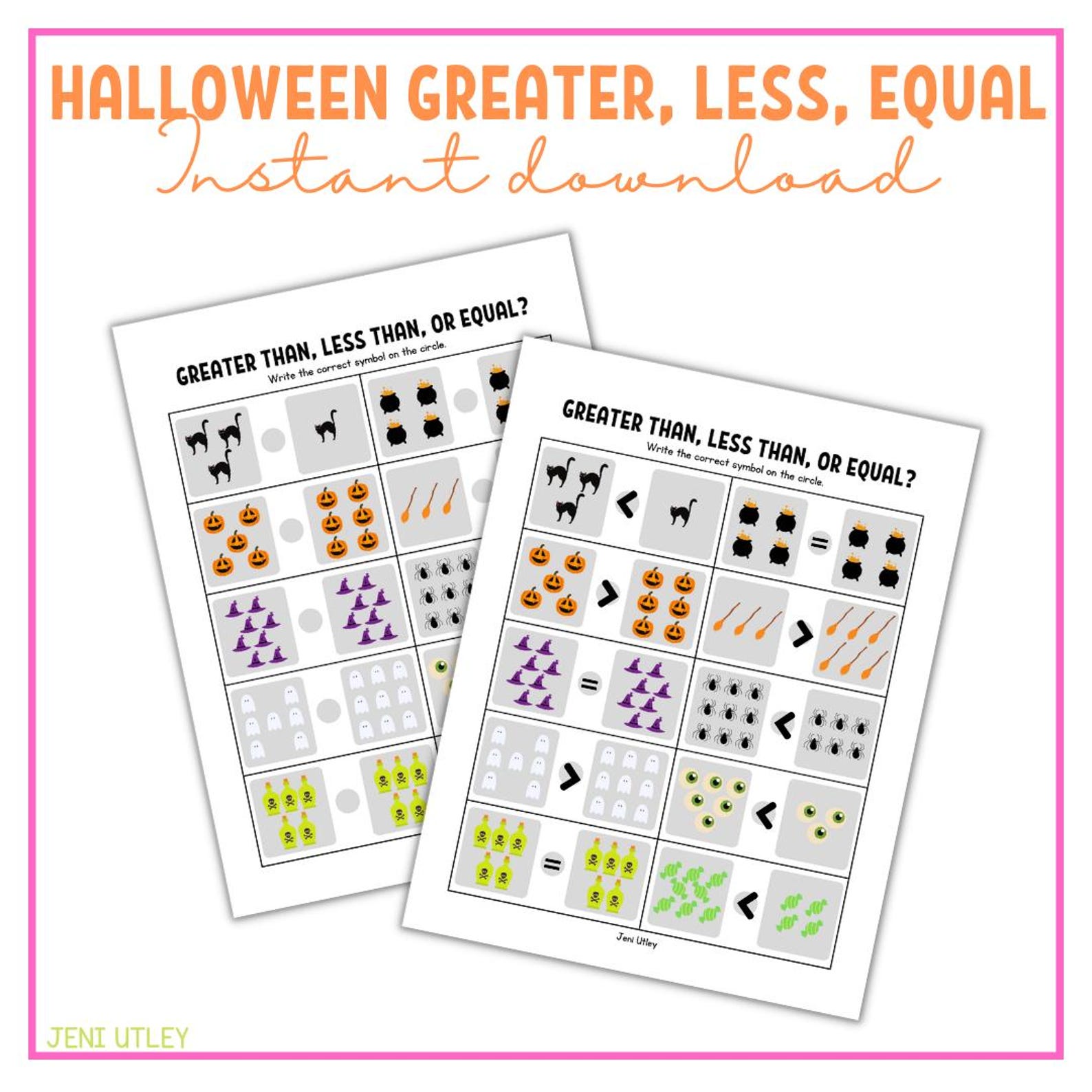 Greater Than, Less Than, Equal to | Halloween Numbers and Counting ...