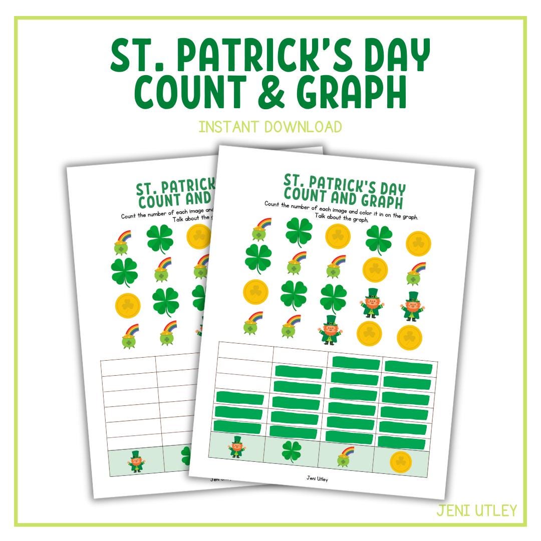 St. Patrick's Day Count and Graph Printable, Preschool Math Activity ...