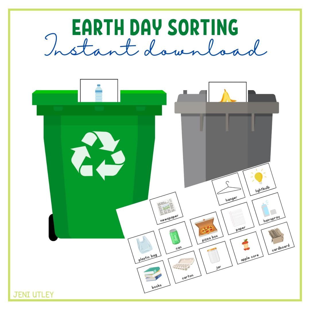 Earth Day Sorting Activity | Recycle Vs. Trash Printable for Preschool ...