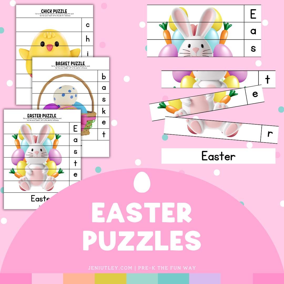 Easter Puzzle Printable | Preschool Cut and Paste Activity | Easter ...