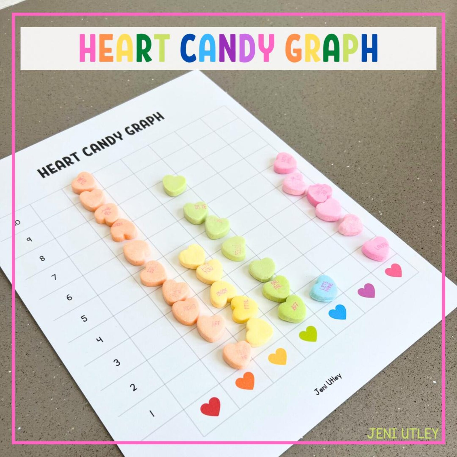 Valentine's Day Math Activity | Candy Heart Graph Printable | Preschool ...