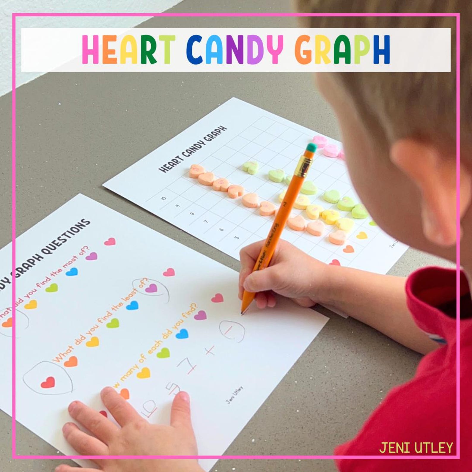 Valentine's Day Math Activity | Candy Heart Graph Printable | Preschool ...
