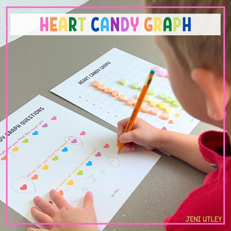 Valentine's Day Math Activity | Candy Heart Graph Printable | Preschool ...