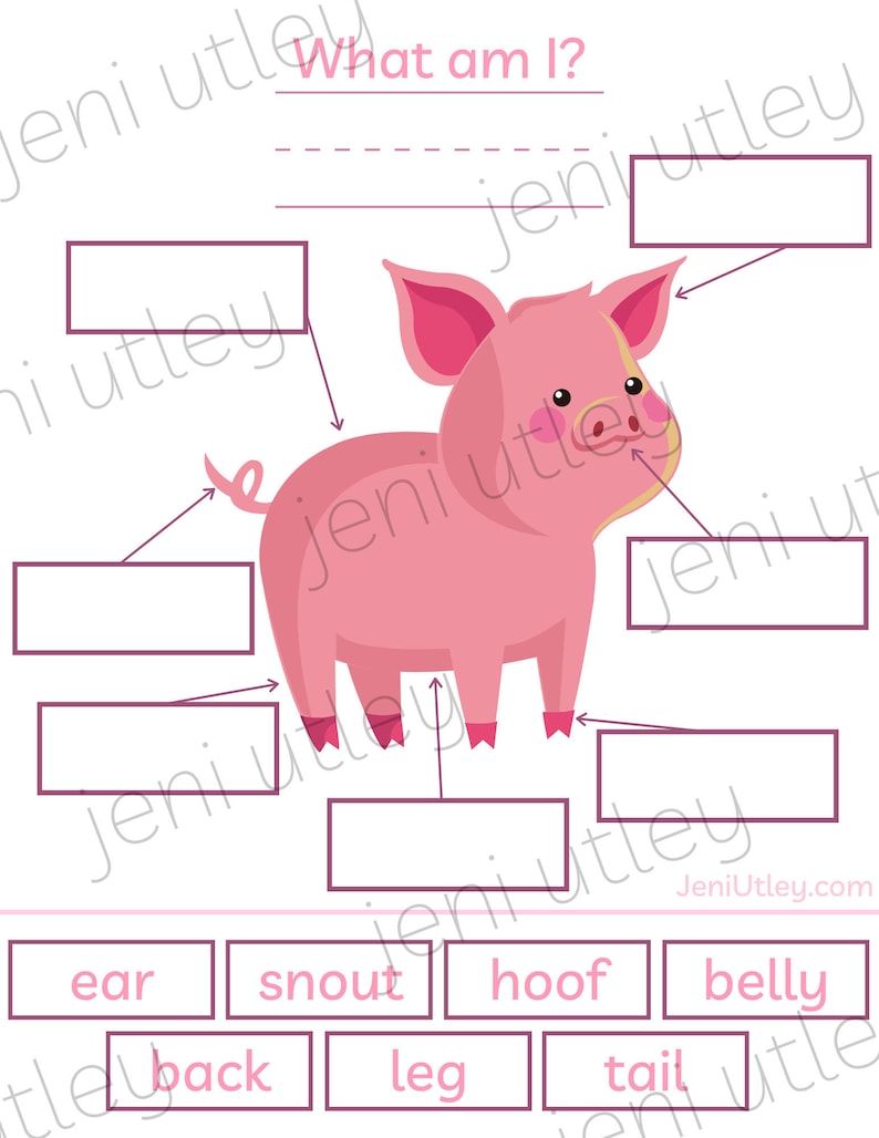 Label the Pig | Parts of a Pig | Learning Activity for Kids | Download ...