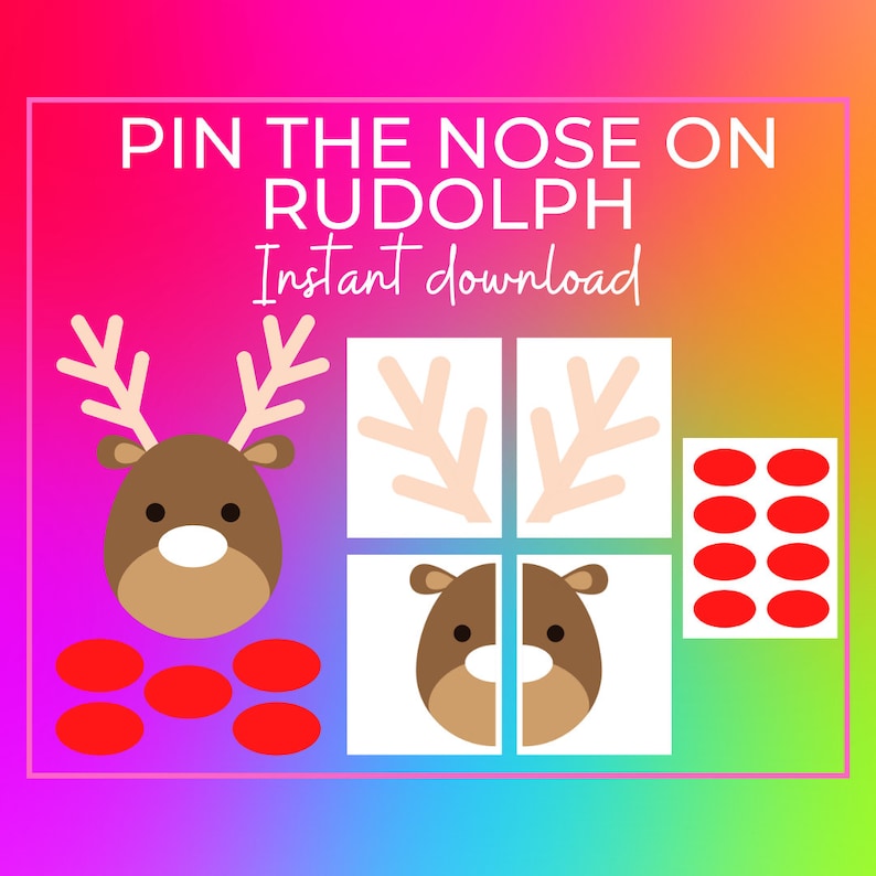 Pin the Nose on Rudolph Christmas Activity Rudolph the Red - Etsy
