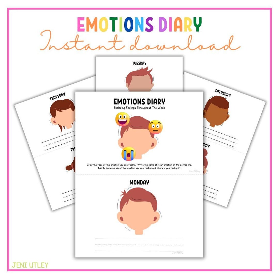Emotions Diary | Preschool Worksheet - Etsy