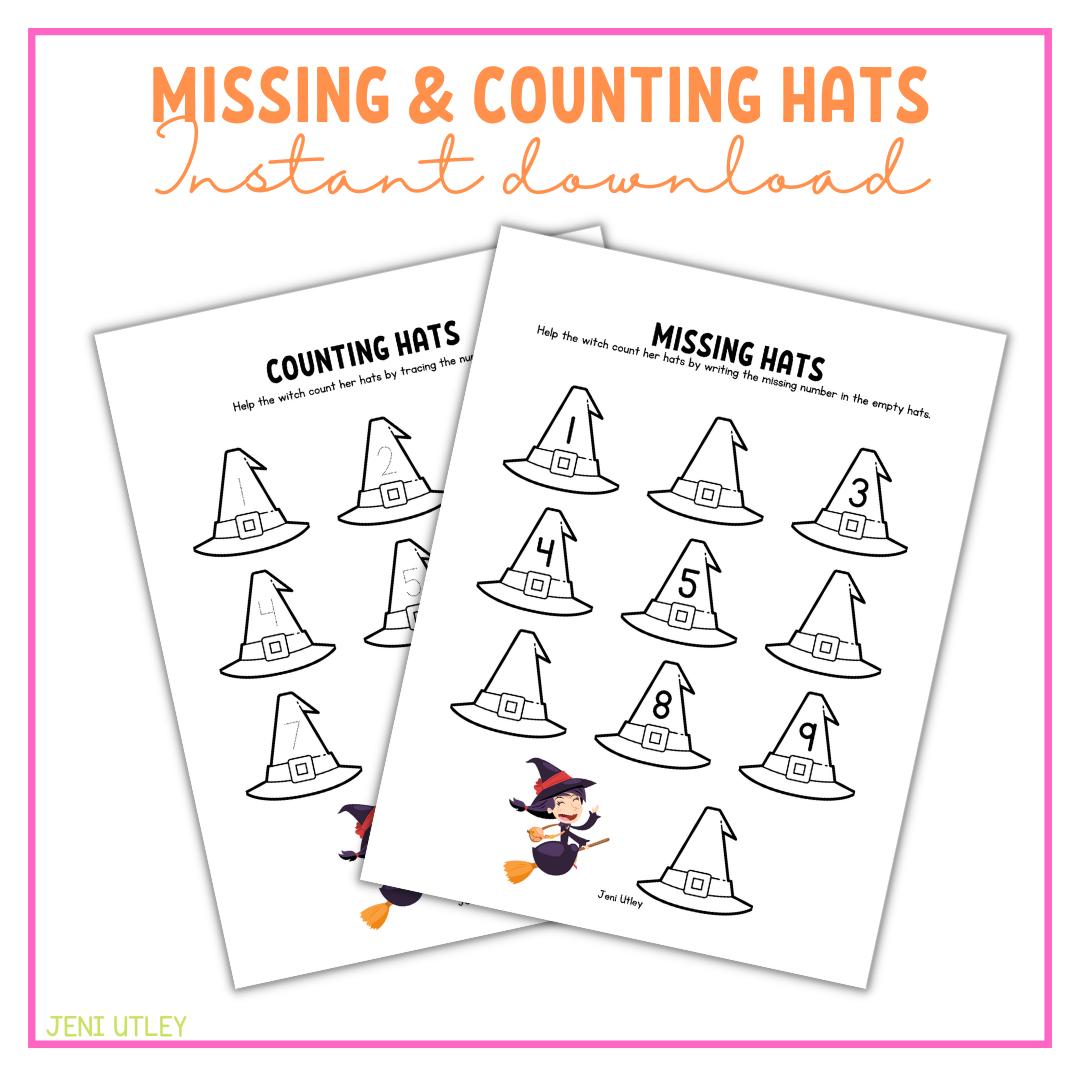Missing and Counting Witch Hats | Halloween Numbers and Counting ...