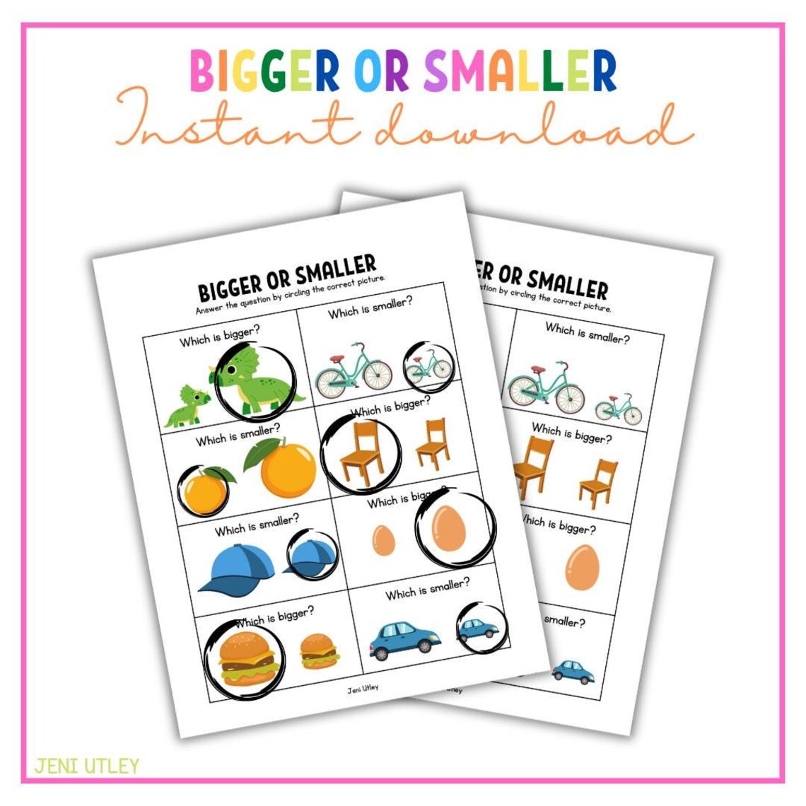 Bigger or Smaller | Preschool Worksheet - Etsy