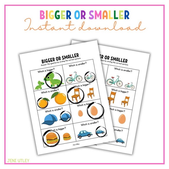 Bigger And Smaller Worksheets