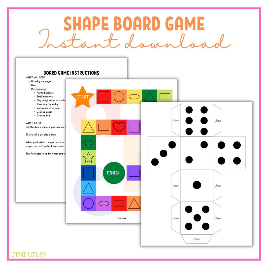 Shape Board Game for Preschoolers - Etsy