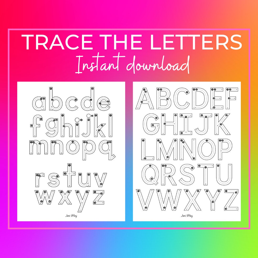 Traza las letras / Letras mayúsculas / Letras minúsculas / ABC - Etsy ...
