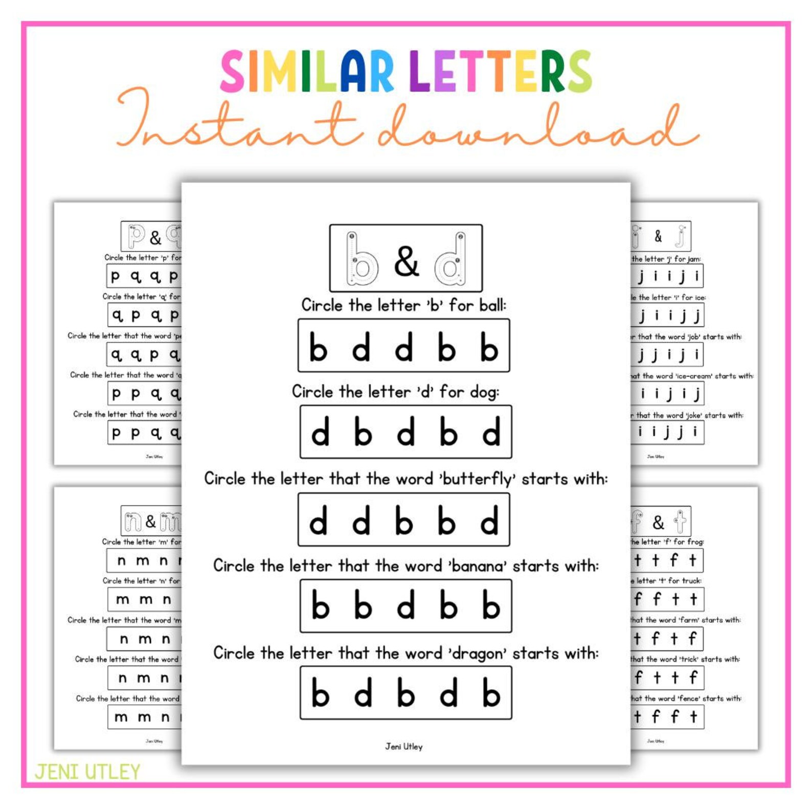 Alphabet Worksheets for Kids - Similar Letters - Determine the ...