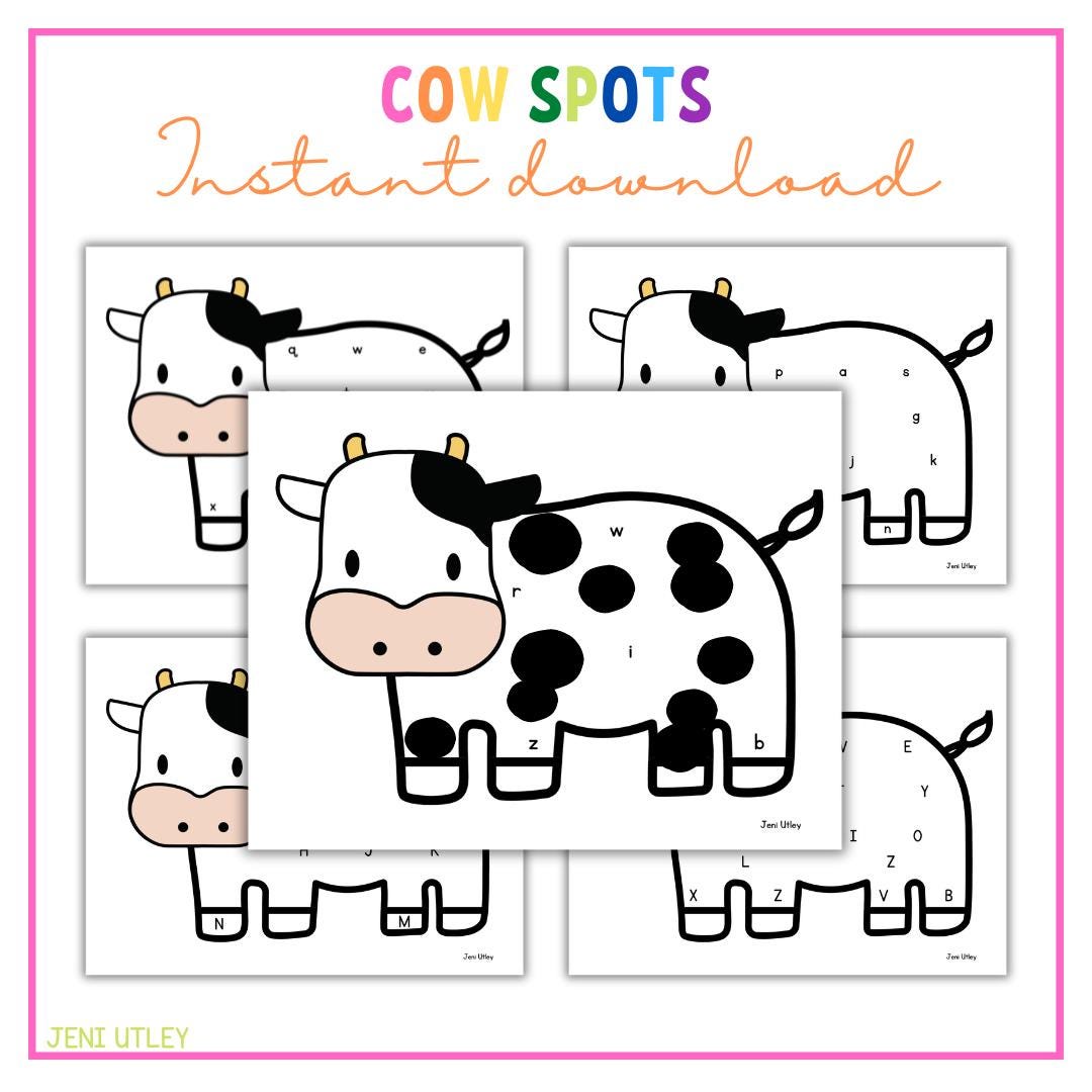 Cow Spot Alphabet Activity | Farm Animals - Etsy