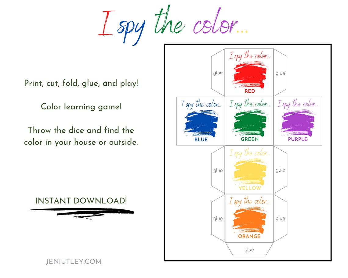 I Spy the Color Dice Download Printable Colors - Etsy