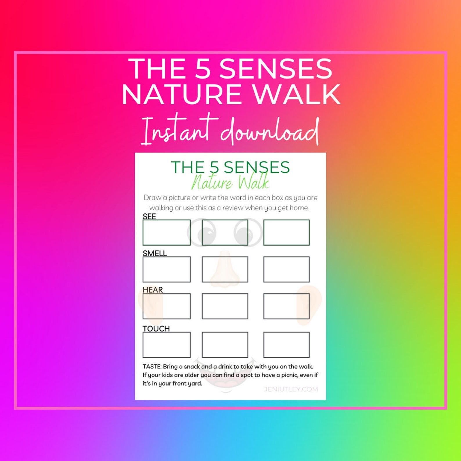 The Five Senses Nature Walk Scavenger Hunt - Get Outside and Learn! - Etsy