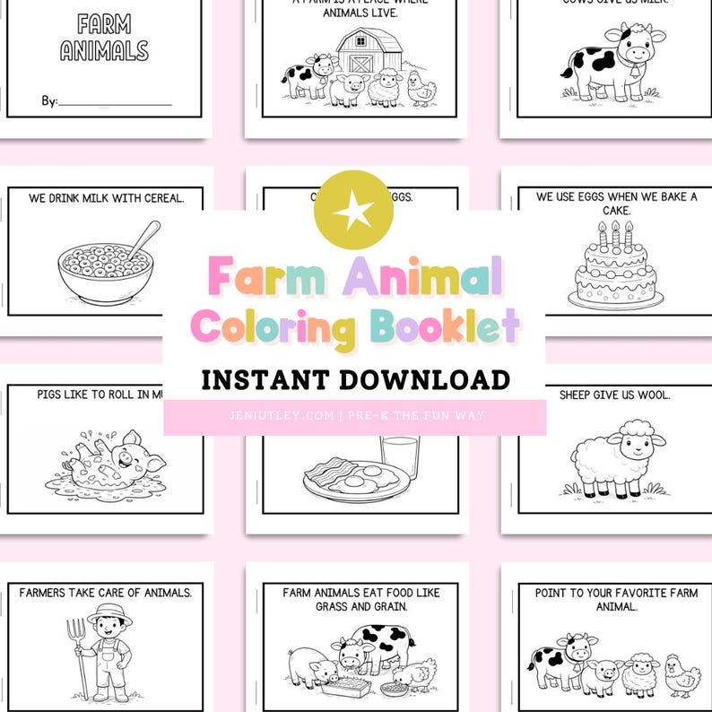 Farm Animals Coloring Booklet | Preschool Farm Theme Printable - Etsy