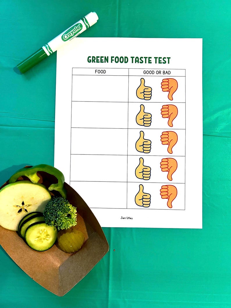 Green Food Taste Test Printable – Interactive Healthy Eating Chart for ...