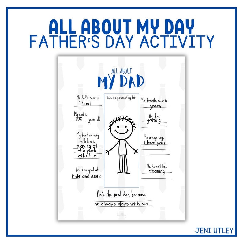 All About My Dad Father's Day Activity for Kids - Etsy