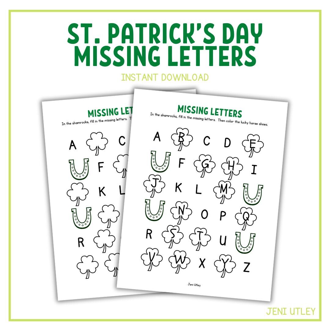 St. Patrick's Day Missing Letters Alphabet Activity | Preschool ...
