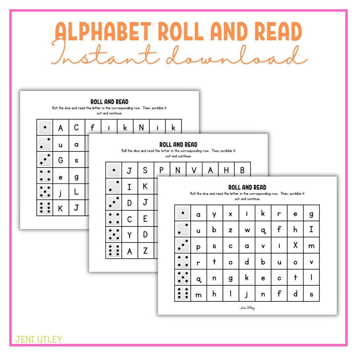 Roll and Read Alphabet Game | Dice Game | Alphabet Game | Preschool ...