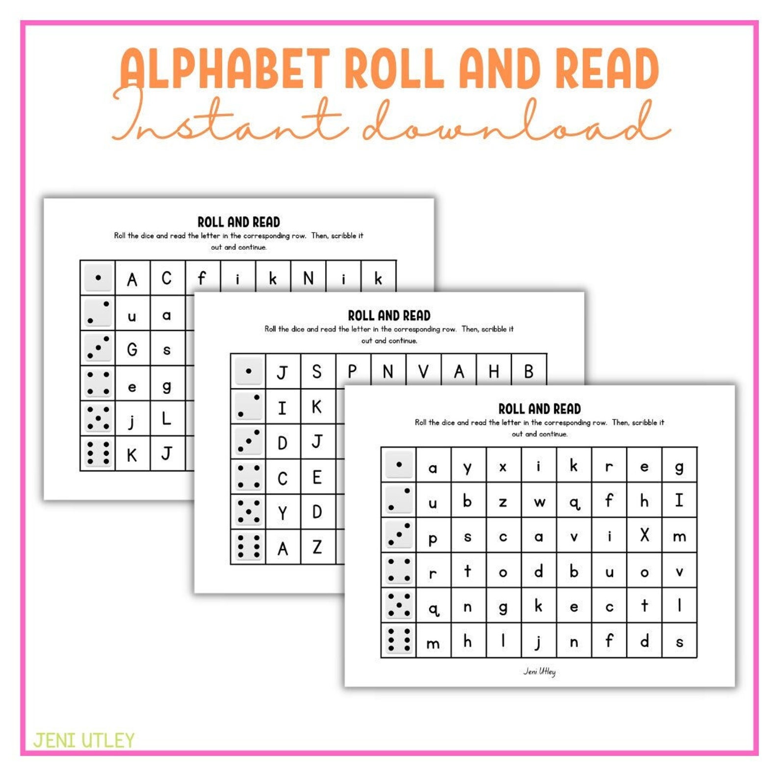 Roll and Read Alphabet Game | Dice Game | Alphabet Game | Preschool ...