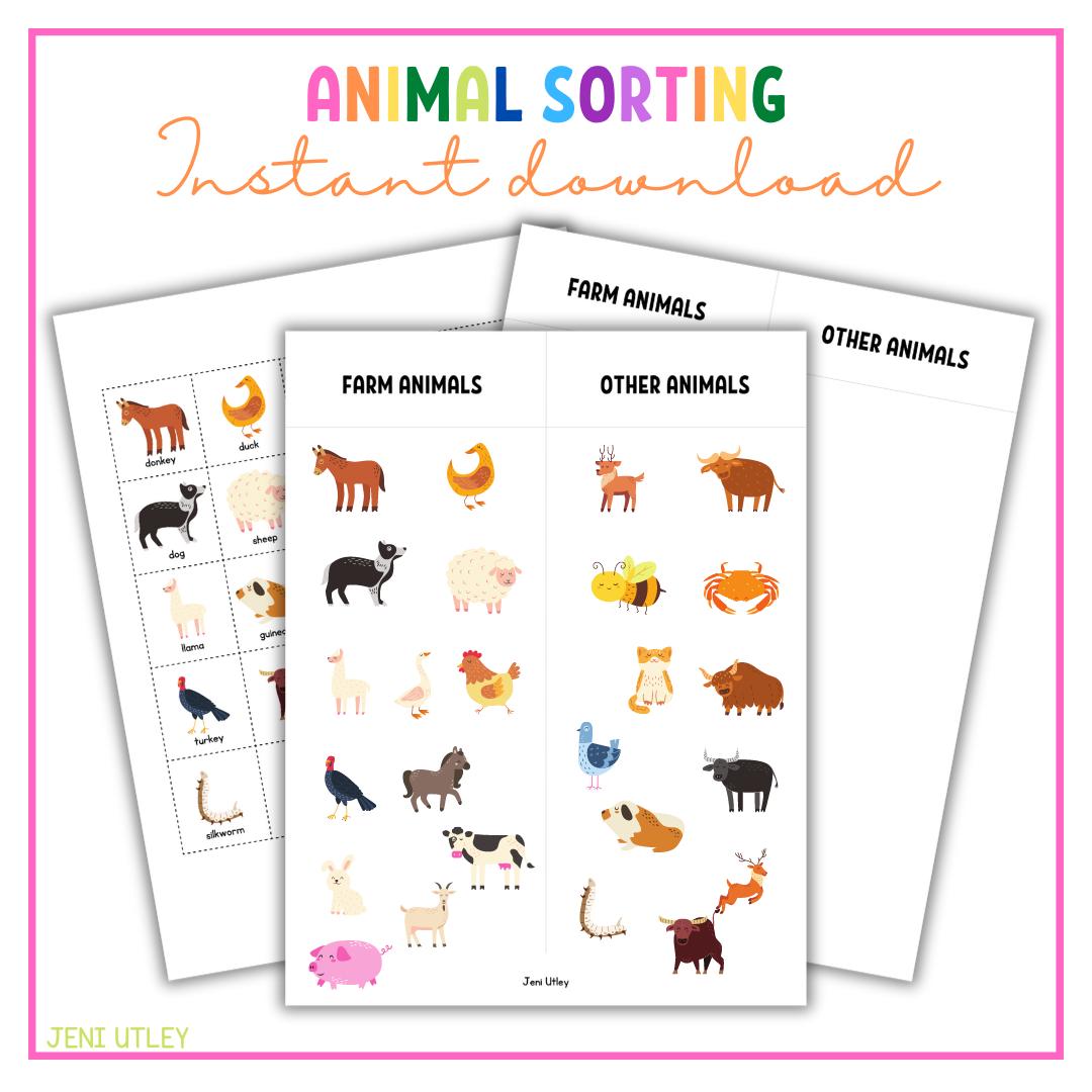 Animal Sorting | Farm Animal | Preschool Activity - Etsy